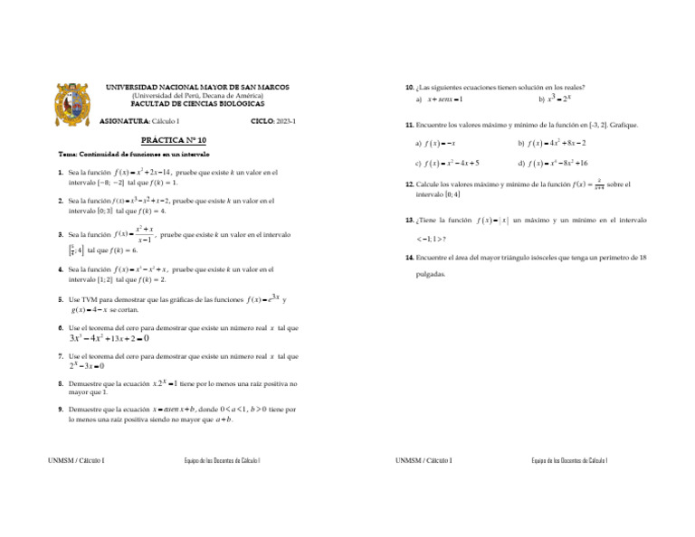 Calculo Semana 10' | PDF | Conceptos matemáticos | Matemática Elemental