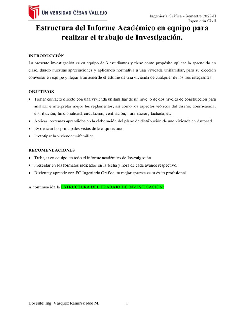 Estructura Del Informe Académico Del Trabajo de Investigación 2023-II | PDF