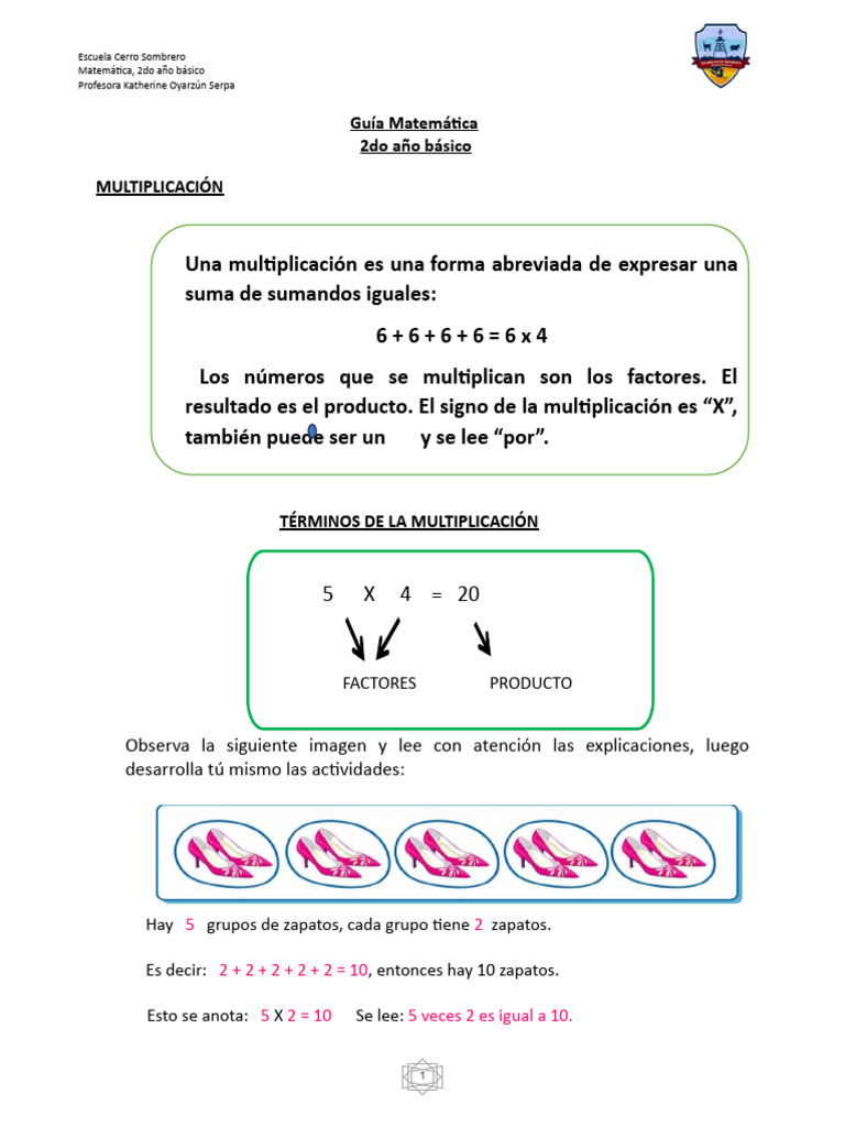 Guía de matematicas 2do | PDF | Multiplicación | Notación