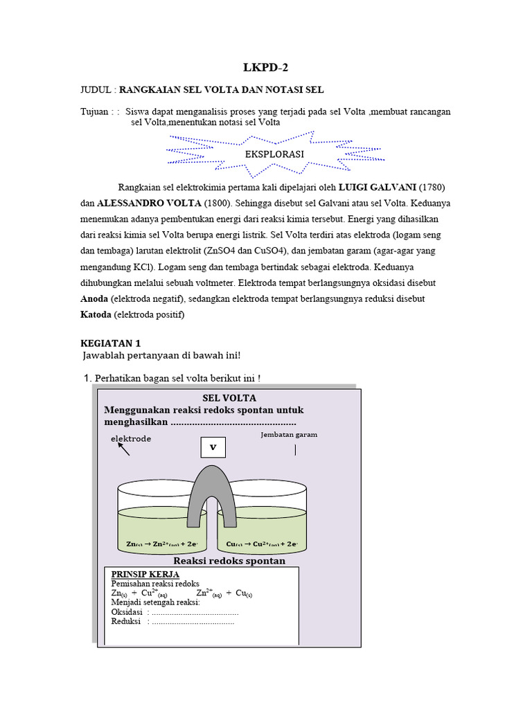 LKPD-2 (Rangkaian Sel Volta) (KD.3.2) | PDF | Sains & Matematika