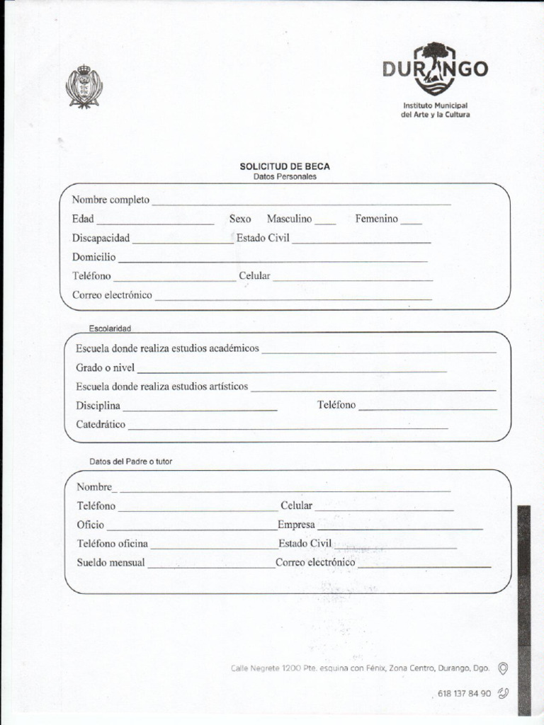 Formatos de Solicitud de Beca | PDF