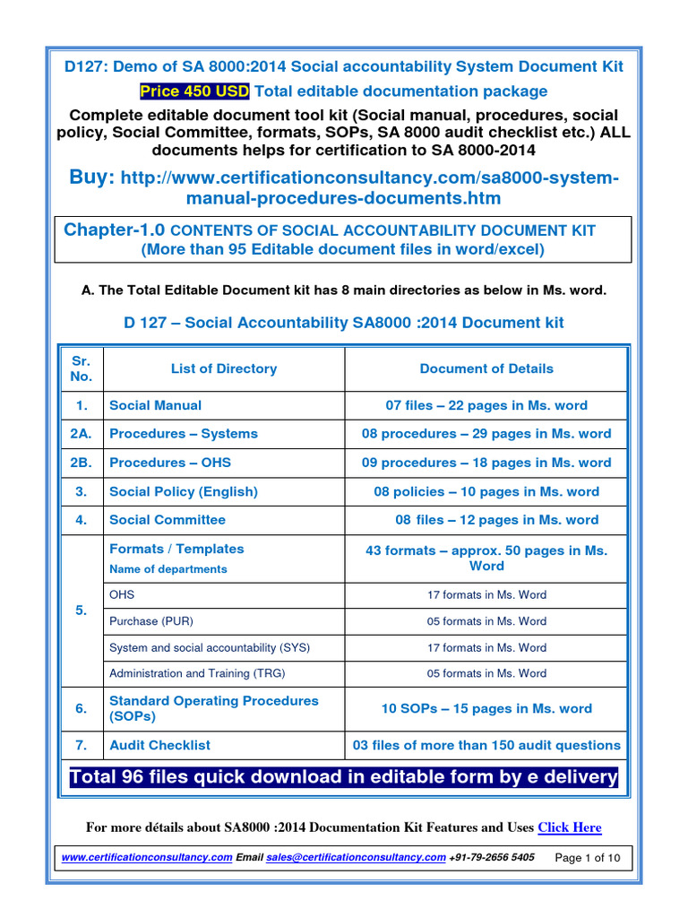 Sa8000 Documentation | PDF | Occupational Safety And Health | Audit