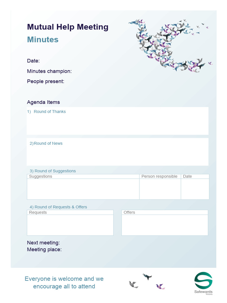 Safewards Mutual Help Meeting Minutes Template | PDF