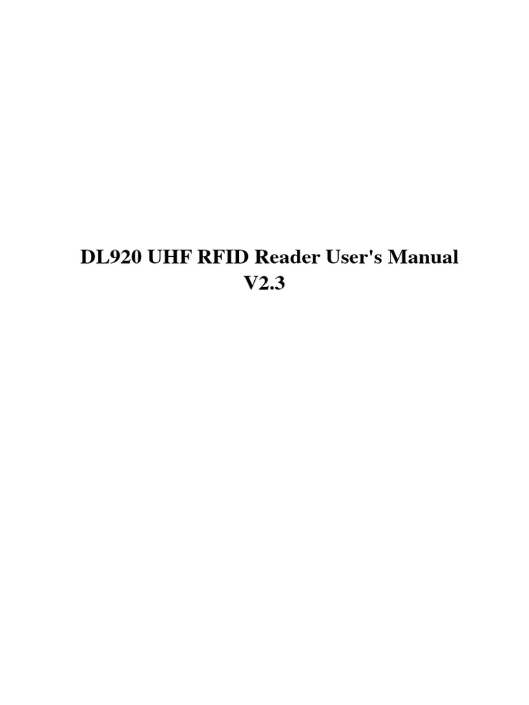 DL920 User's Manual V2.3 | PDF | Radio Frequency Identification | Computer Architecture