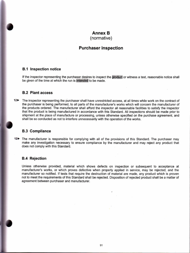 Purchaser Inspection Guidelines | PDF | Physical Sciences | Materials