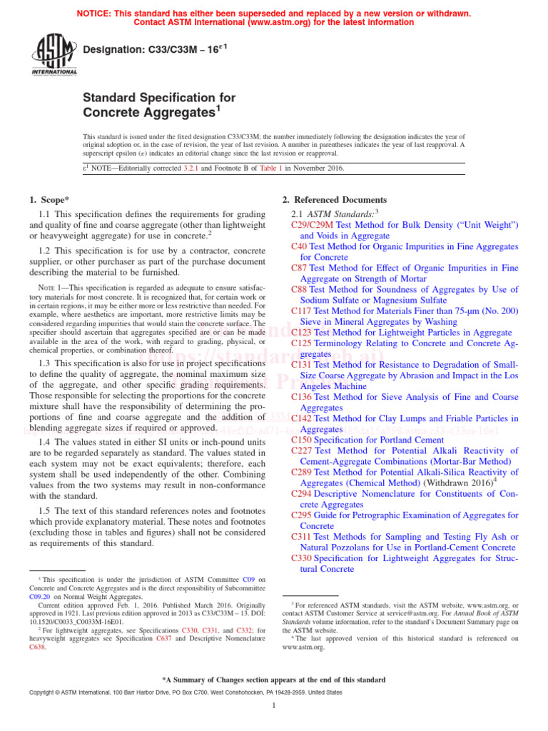ASTM C33 C33M 16e1 | PDF