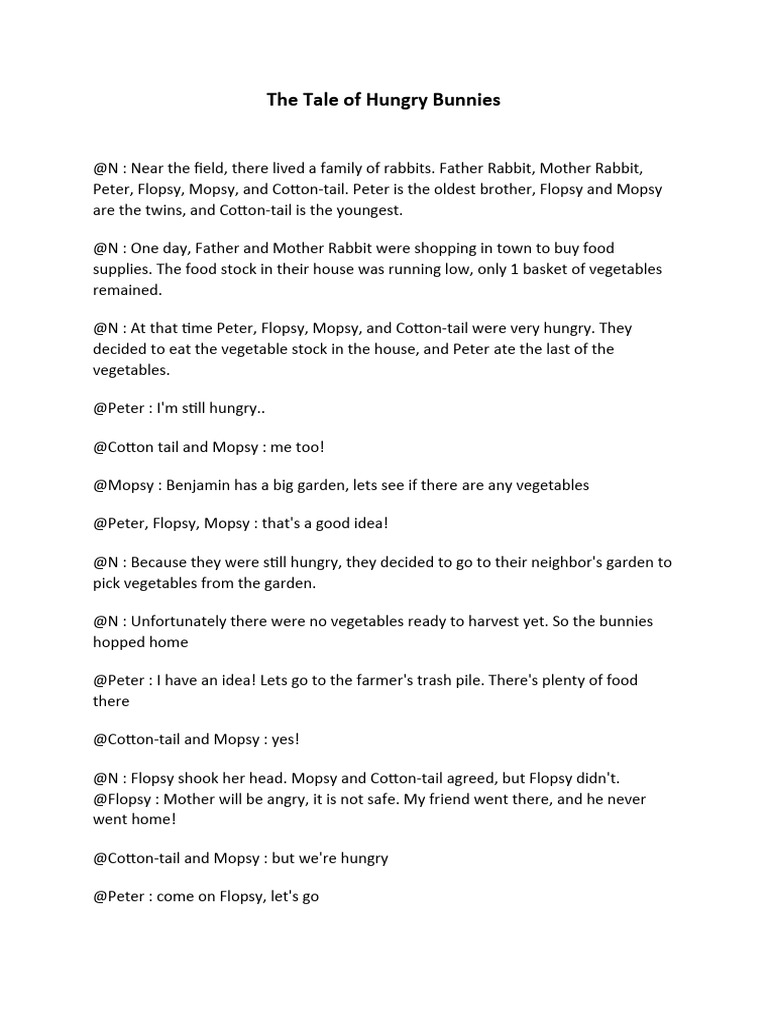 The Tale of Hungry Bunnies Revised | PDF