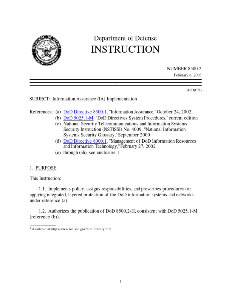 Dokumen Dod 8500 - 2 | PDF | Information Security | Computer Security