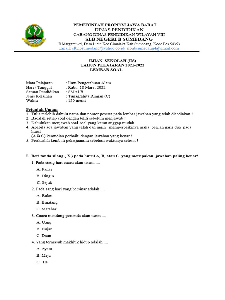 Soal Us Ipa Smalb | PDF