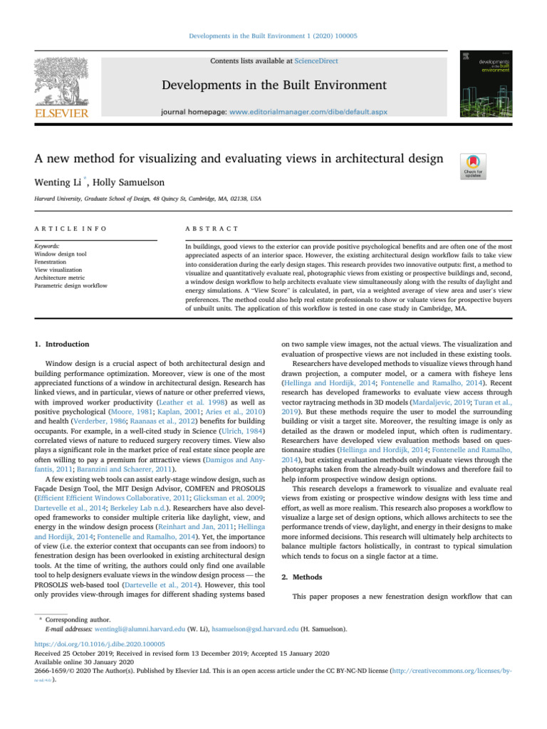 A New Method For Visualizing and Evaluating Views in Architectural ...