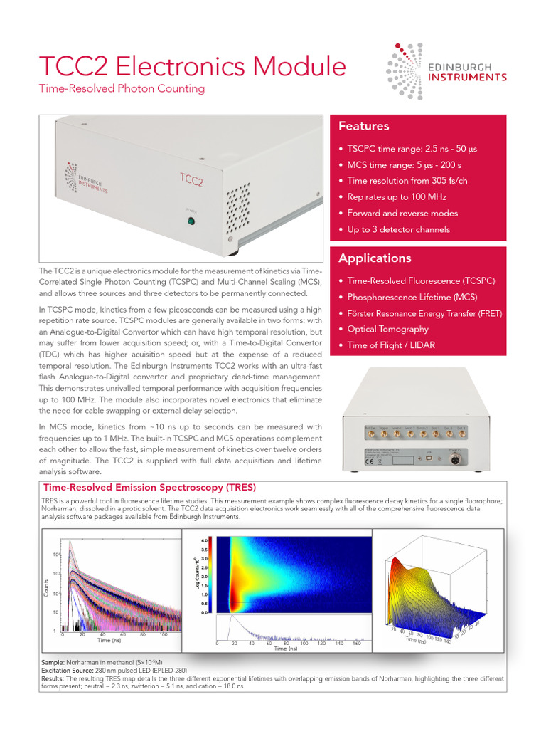 TCC2 Specifications Data Sheet | PDF | Optics | Molecular Physics