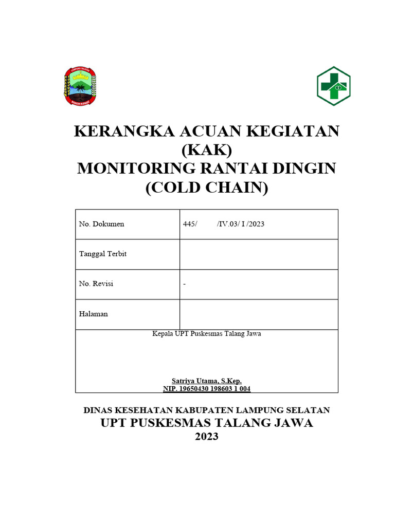Kak Monitoring Rantai Dingin 2023 | PDF