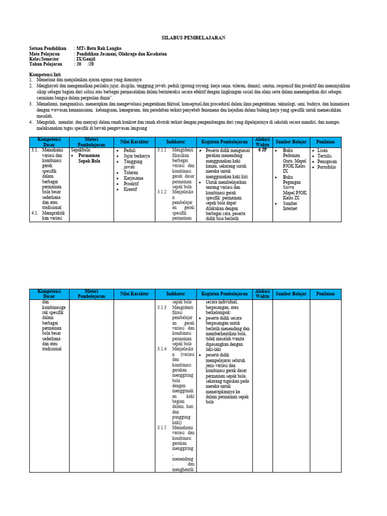 Silabus (Ganjil) | PDF