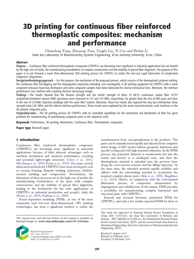 3D Printing For Continuous Fiber Reinforced | PDF | Composite Material ...