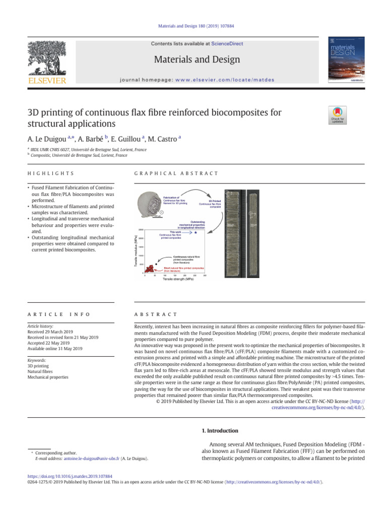 3D Printing of Continuous Flax Fibre Reinforced Biocomposites For ...