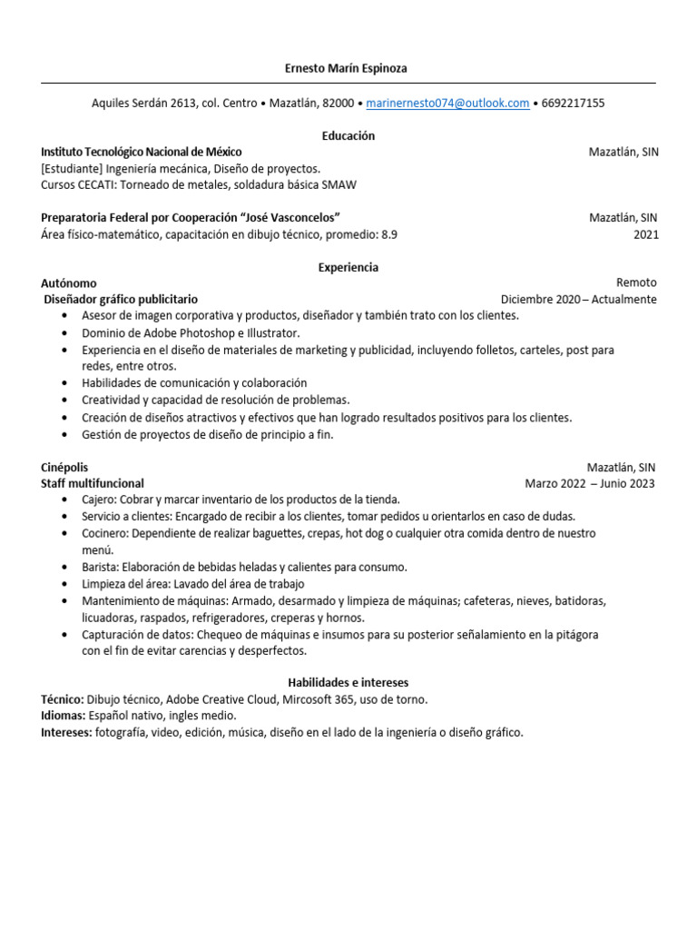 Formato De Cv Harvard