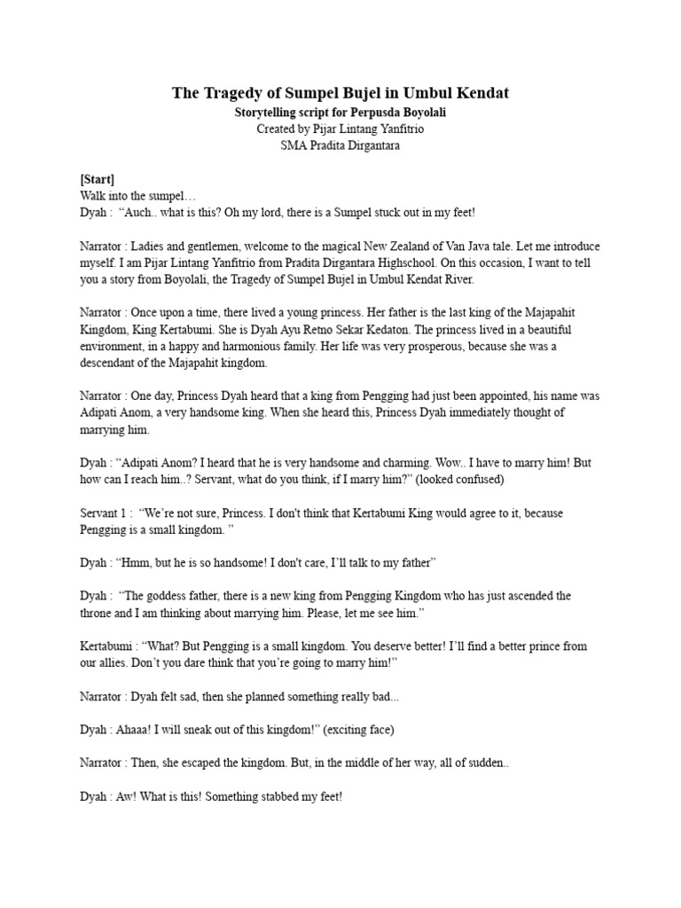 (STORYTELLING) Tragedi Sumpel Bujel Di Umbul Kendat Oleh Pijar Lintang ...