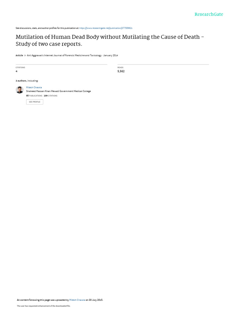 Mutilation of Human Dead Body | PDF | Autopsy | Injury