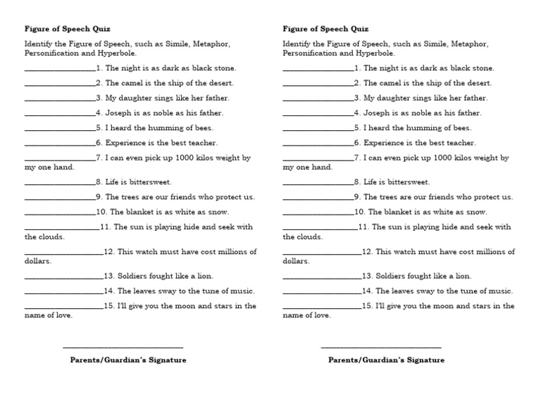 Figure of Speech Quiz 2 | PDF | Poetic Devices | Rhetorical Techniques