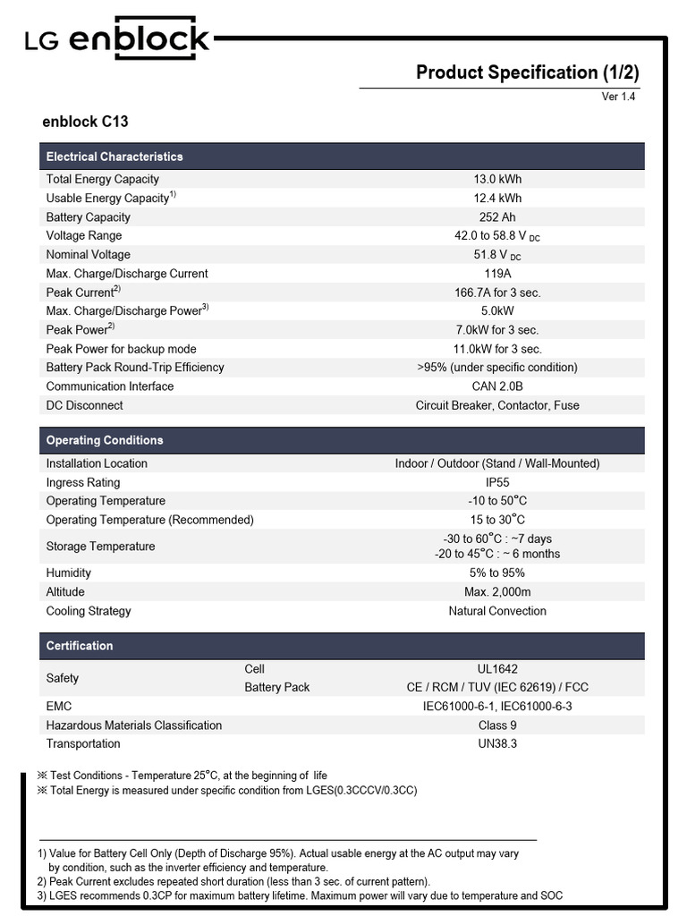 230627 Data Sheet Enblock C13 Ver1.4 | PDF