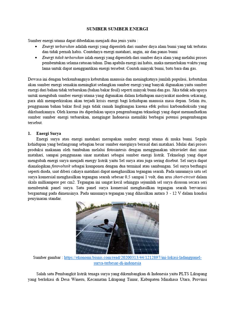 Sumber Sumber Energi | PDF