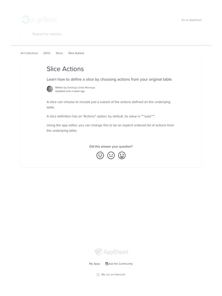 Slice Actions - AppSheet Help Center | PDF
