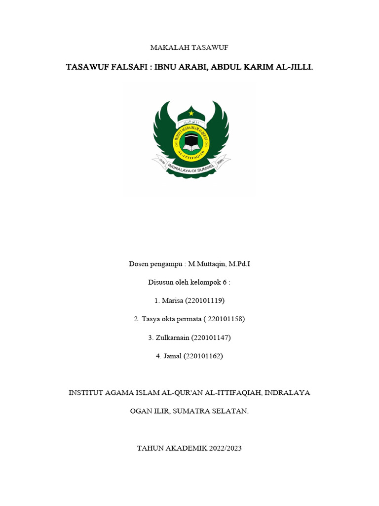 Tasawuf Falsafi: Ajaran dan Tokoh Utama | PDF