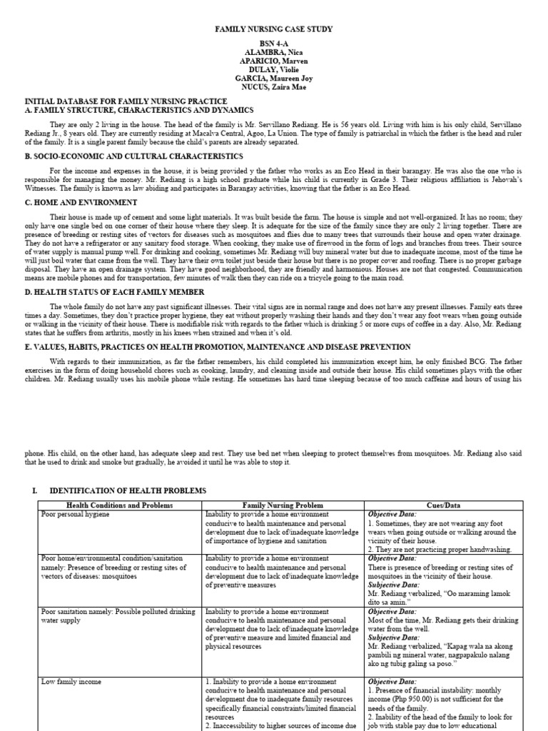 Family Nursing Care Plan | PDF | Hygiene | Sanitation