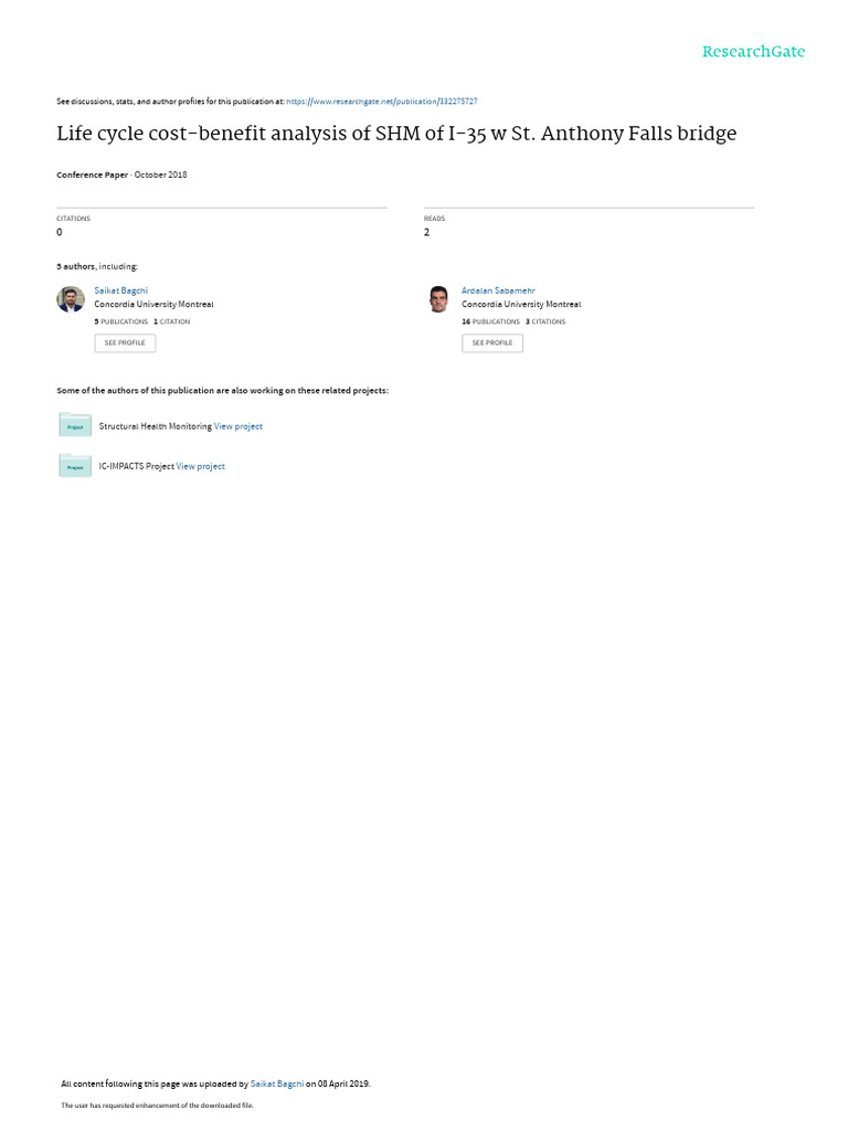 2018 - (PC) - Lifecycle Cost-Benefit Analysis of SHM of I-35W ST - Anthony Falls Bridge ...