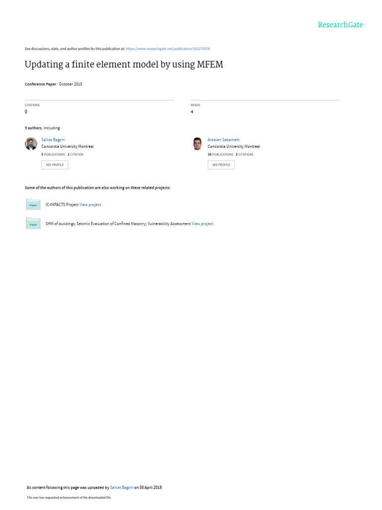 2018 - (PC) - Updating A Finite Element Model by Using MFEM | PDF | Mechanics | Classical Mechanics
