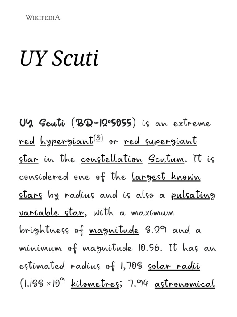 UY Scuti - Wikipedia | PDF | Stars | Constellation