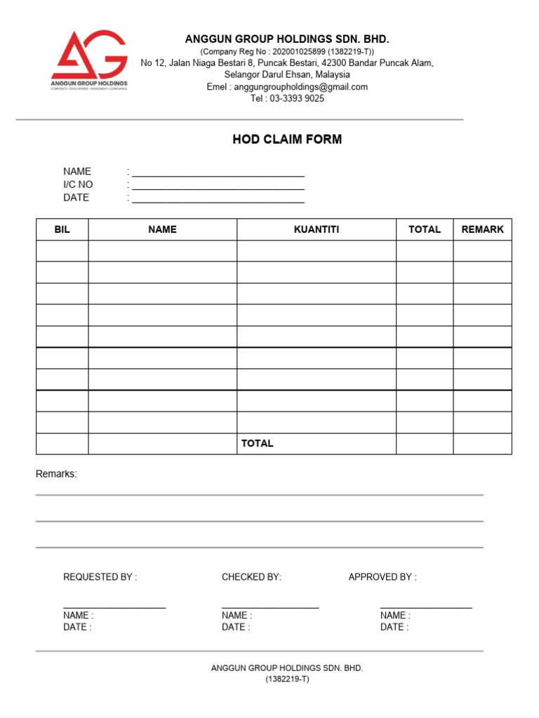 Hod Claim Form | PDF