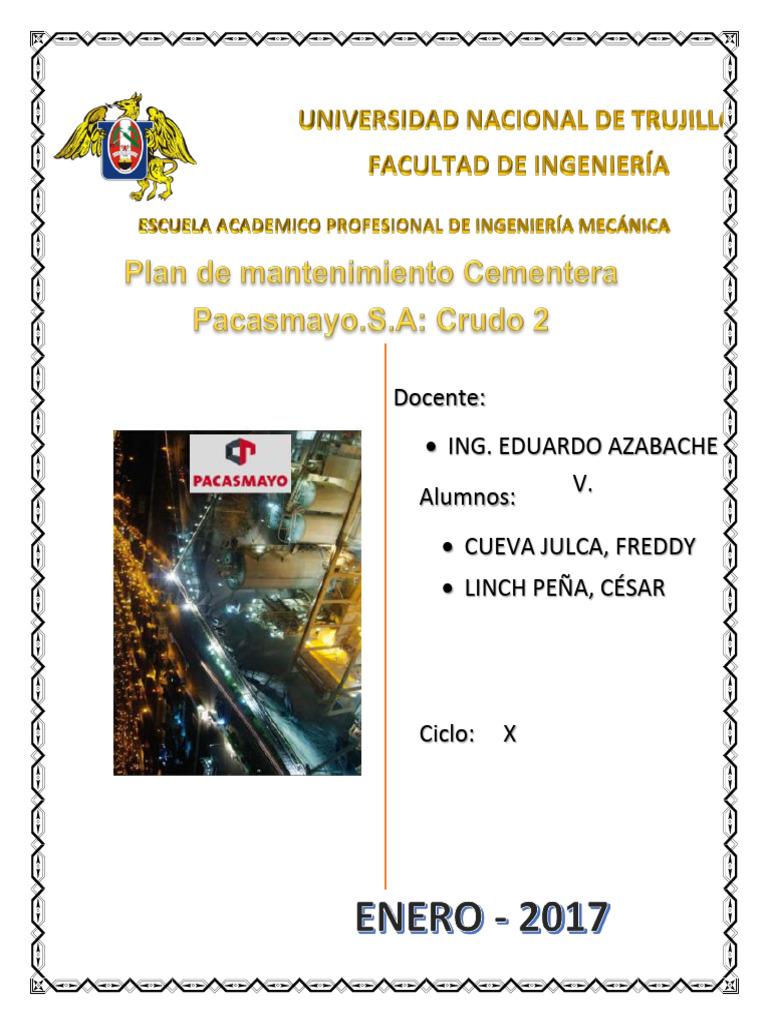 Mantenimiento Pacasmayo FINAL | PDF | Negocios | Finanzas y dinero