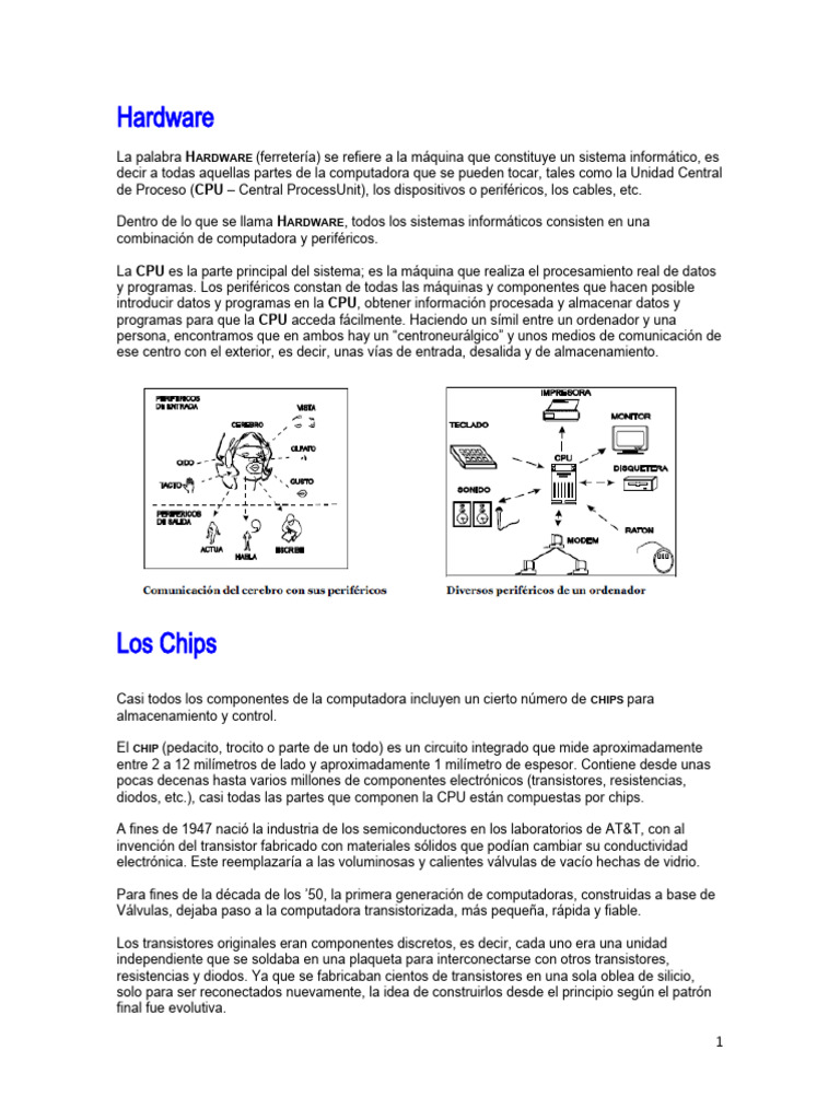 Unidad 1 - Hardware | PDF | Hardware de la computadora | Periférico