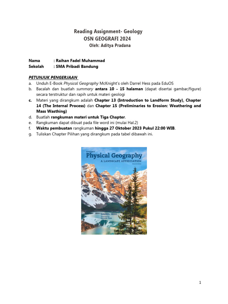 1698310542-Reading Assignment 1 - Geology | PDF | Plate Tectonics | Weathering