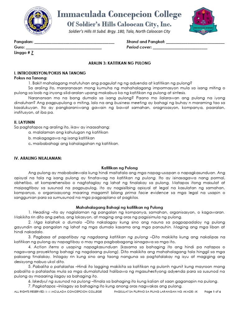 Final Module Pagsulat Week 7 8 | PDF Final Module Pagsulat Week 7 8 | PDF