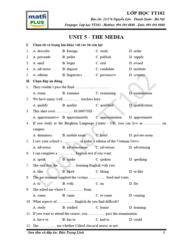 6771.unit 5 - The Media (Advanced Exercise) | PDF