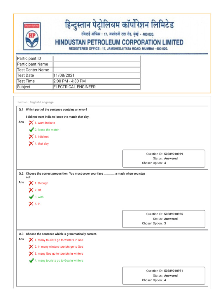 HPCL Ee Question Ppaer 86 | PDF | Percentage | Option (Finance)