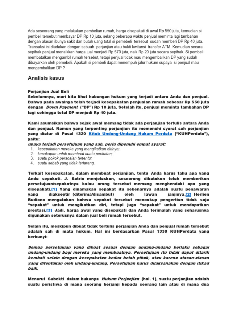 contoh kasus perikatan hukum perdata | PDF