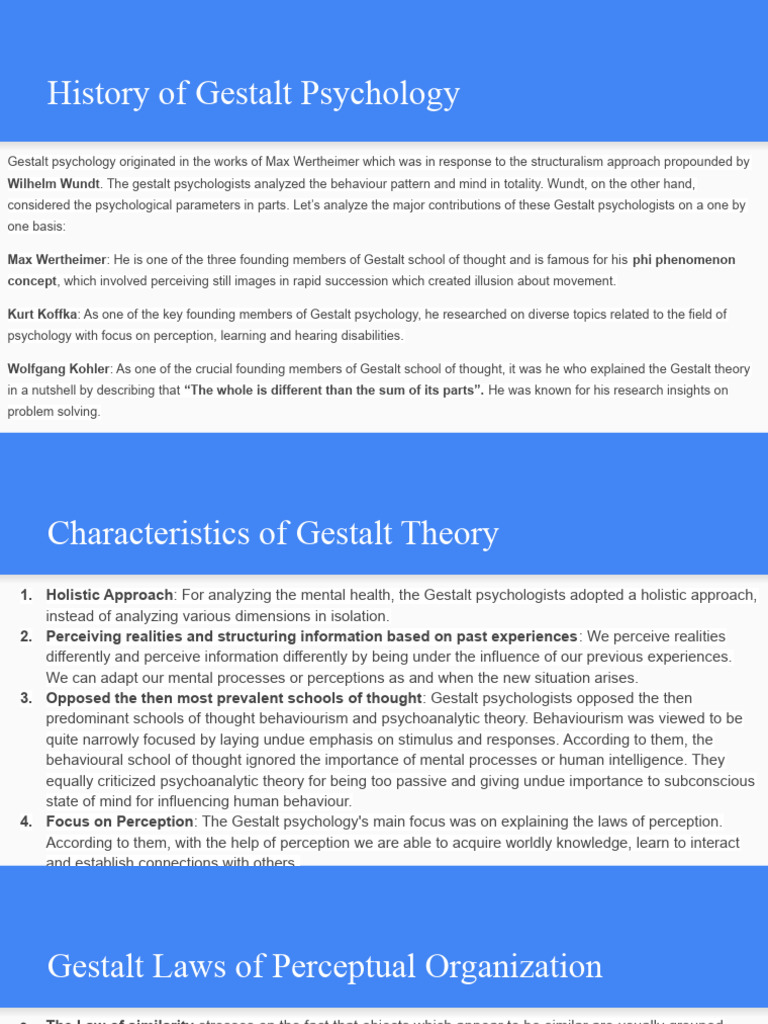 Gestalt School of Psychology | PDF | Perception | Thought