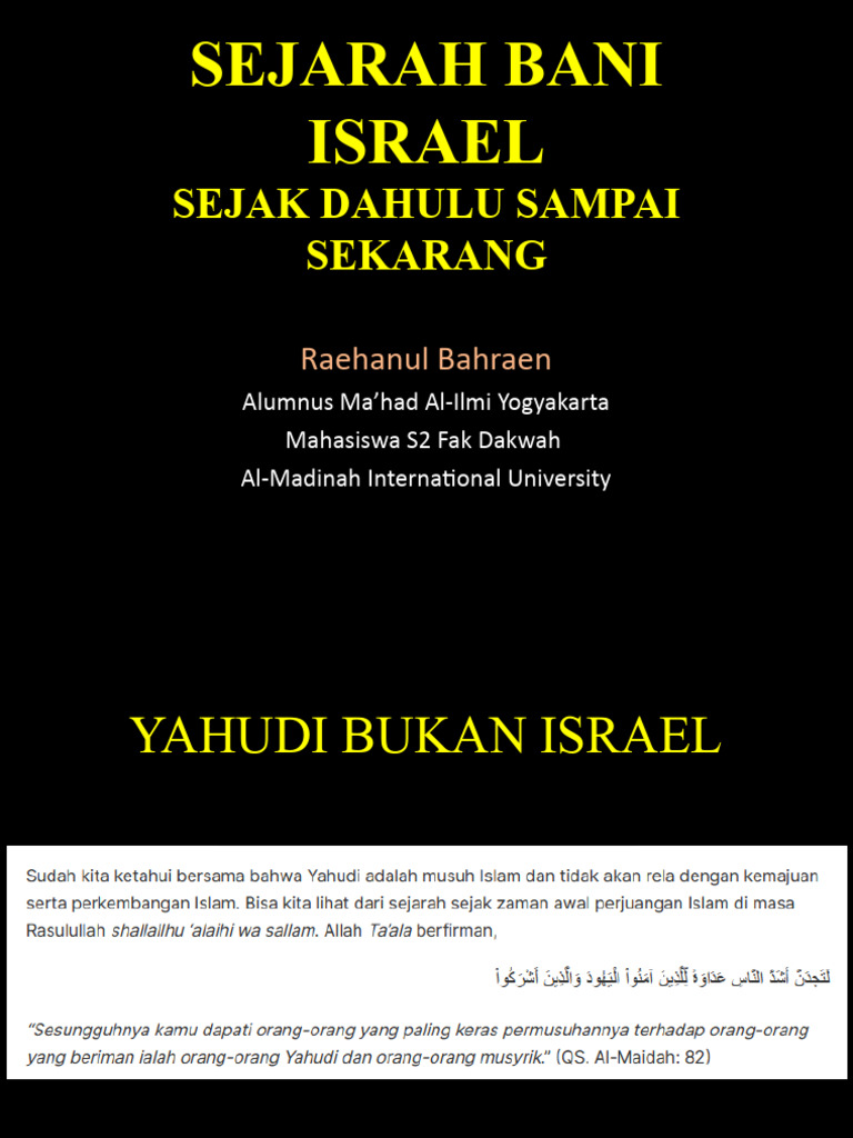 Sejarah Bani Israel: Dari Awal hingga Kini | PDF