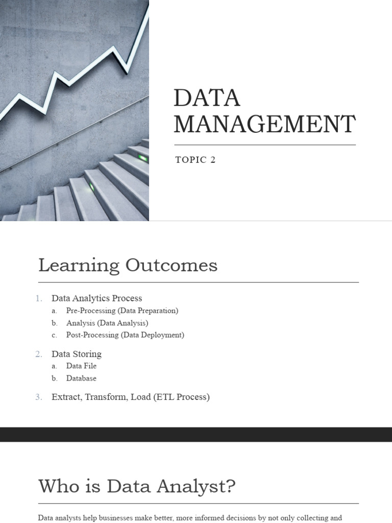 Topic 2 - Data Management | PDF | Data Analysis | Databases