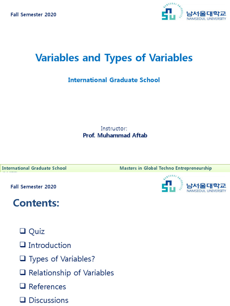 5- Variables and Types of Variables | PDF | Dependent And Independent ...