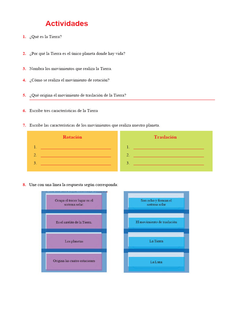 Ficha Del Movimiento de La Tierra | PDF | Libros para adolescentes