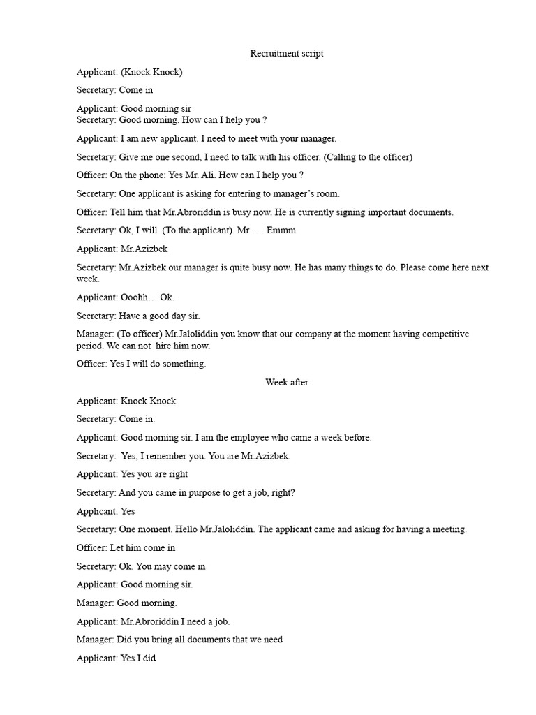 Recruitment Script | PDF | Résumé