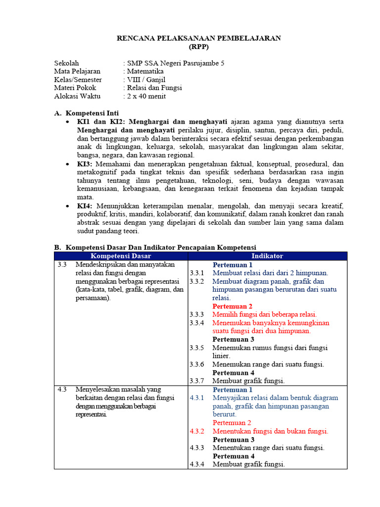 RPP 1 - Pertemuan 1 - Prasetyo Fatkah | PDF