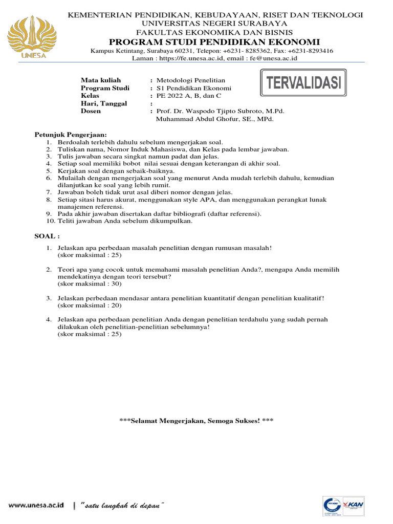 57-61 UTS Dan Validasi Metodologi Penelitian | PDF | Karier & Perkembangan