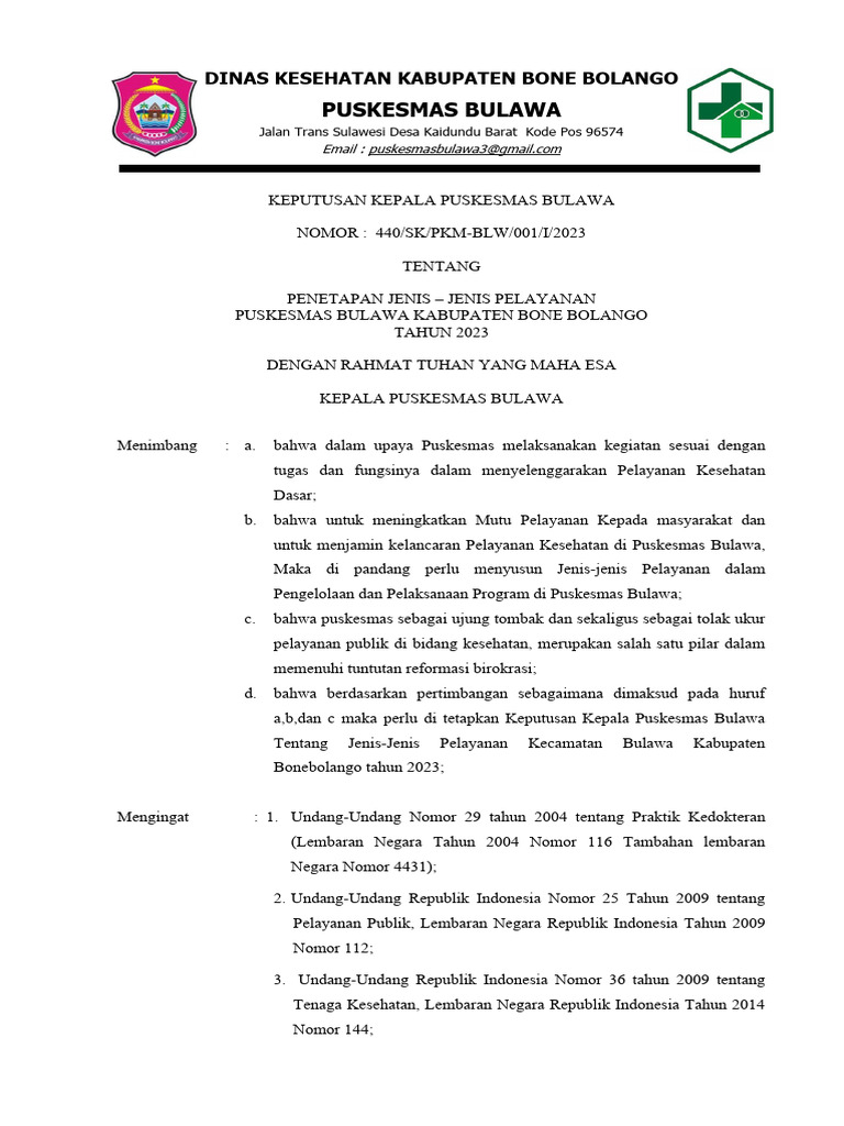 SK JEnis Layanan BLW BARU | PDF | Pengembangan Diri