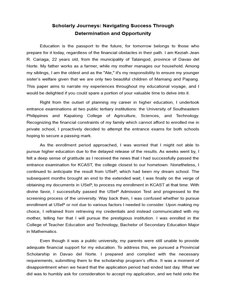 Scholarly Journeys Reflection | PDF | Career & Growth