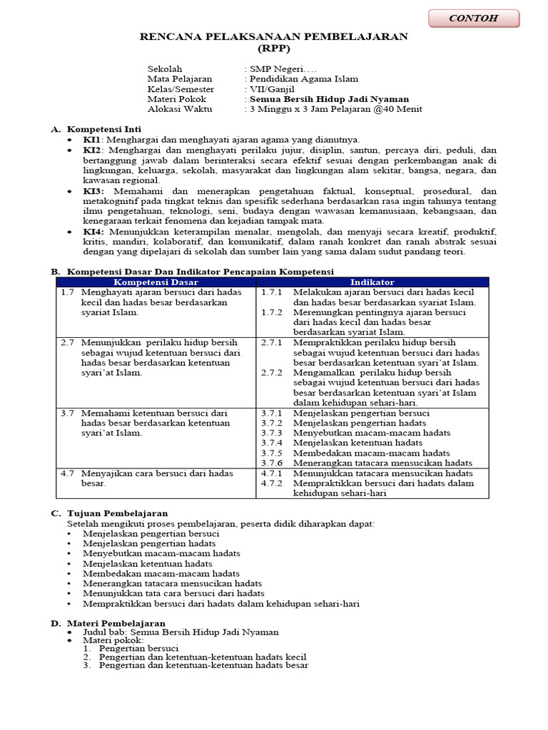 Contoh RPP Lengkap | PDF | Karier & Perkembangan